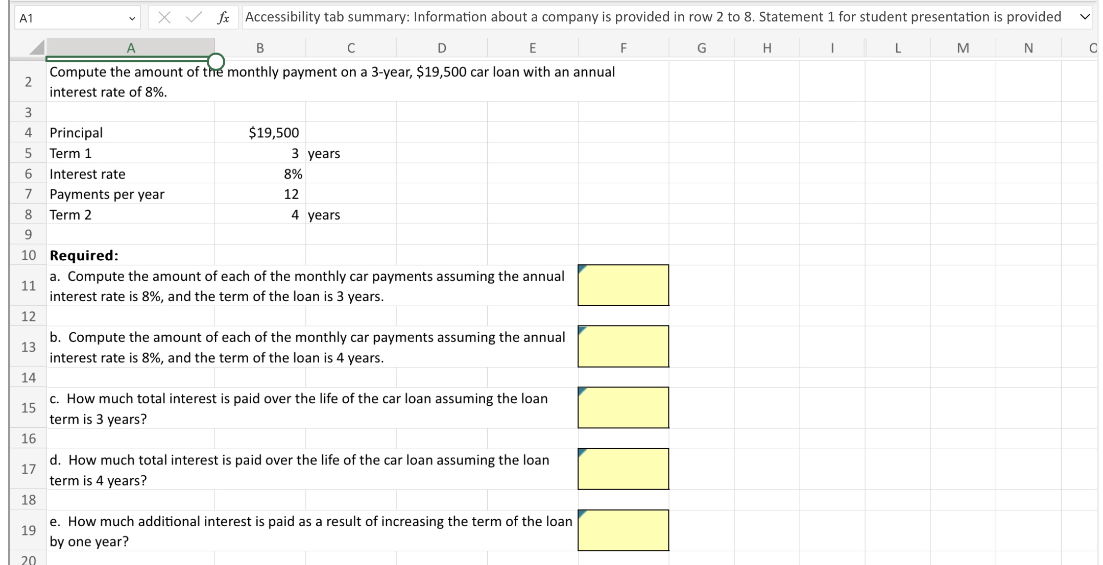 Solved A1 Accessibility tab summary: Information about a | Chegg.com