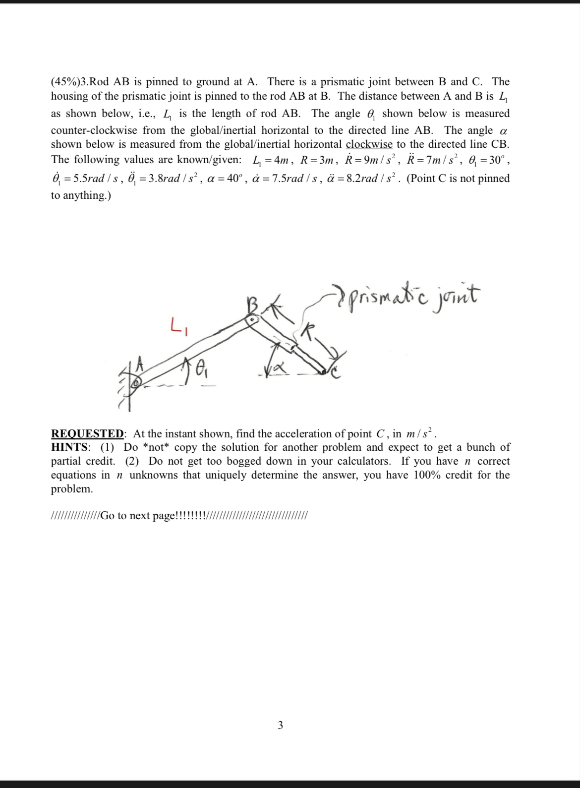 Solved (45\%)3.Rod AB is pinned to ground at A. There is a | Chegg.com