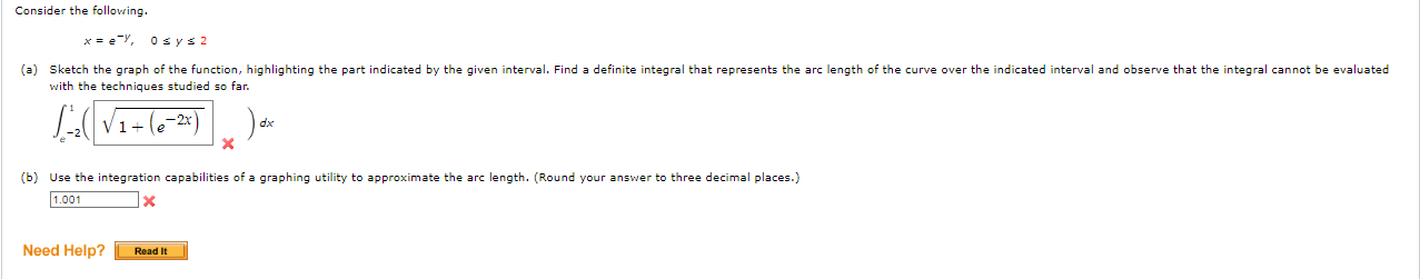 Solved Consider the following.x=e-y,0≤y≤2with the techniques | Chegg.com
