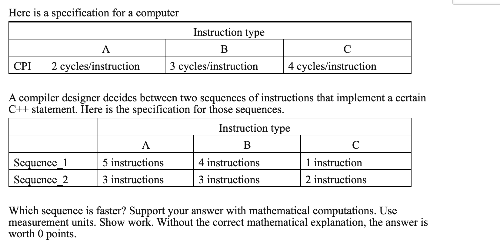 Solved Here is a specification for a computer Instruction | Chegg.com