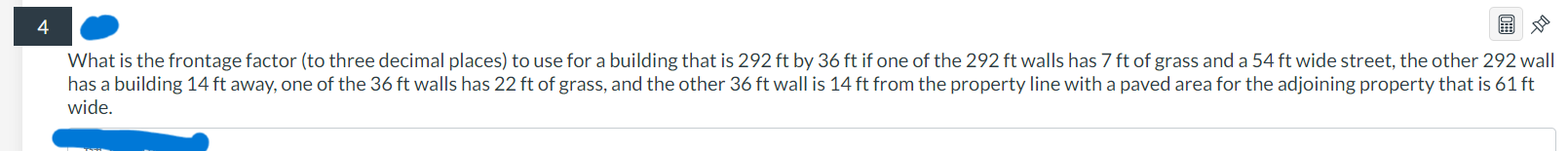 Solved What is the frontage factor (to three decimal places) | Chegg.com