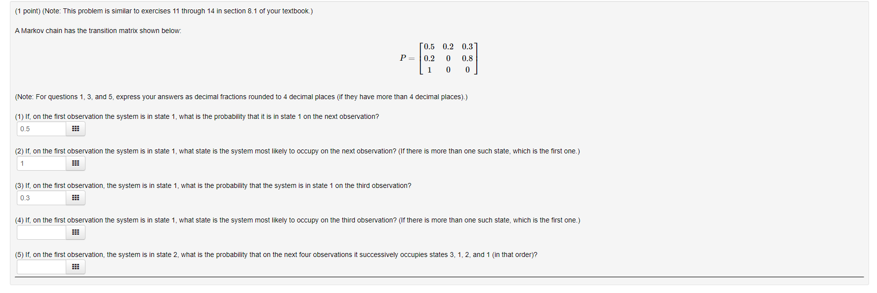 (1 point) (Note: This problem is similar to exercises | Chegg.com