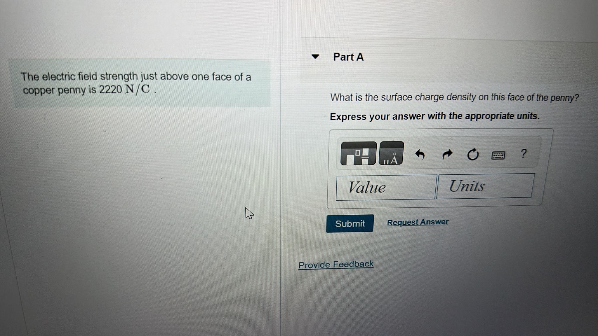 Solved The electric field strength just above one face of a | Chegg.com