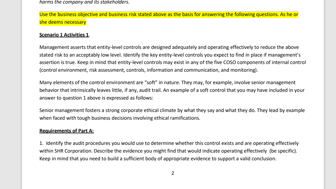 CASE STUDIES Case Study 1: Auditing Entity-Level | Chegg.com