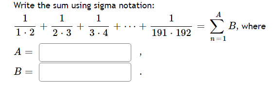 Solved Write the sum using sigma notation: 1 1 1 + + + 1.2 | Chegg.com