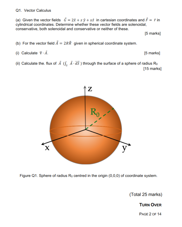 Solved Q1. Vector Calculus (a) Given the vector fields | Chegg.com