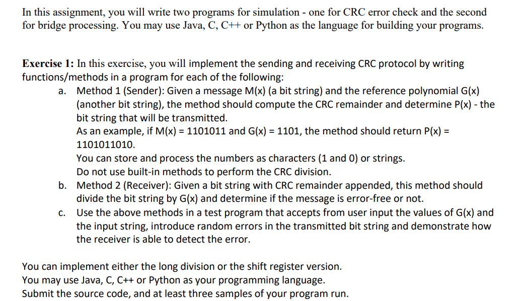 In this assignment, you will write two programs for | Chegg.com
