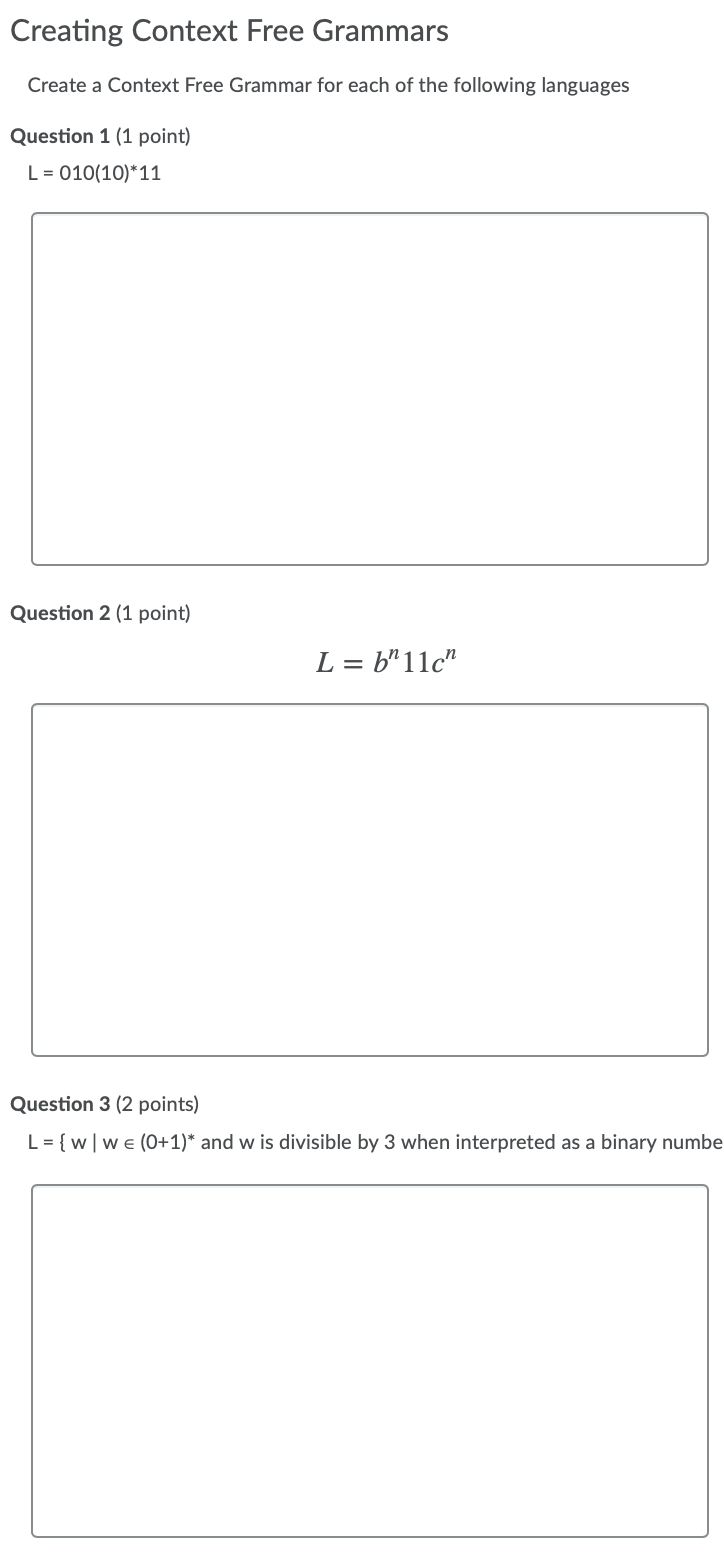 Solved Creating Context Free Grammars Create a Context Free | Chegg.com