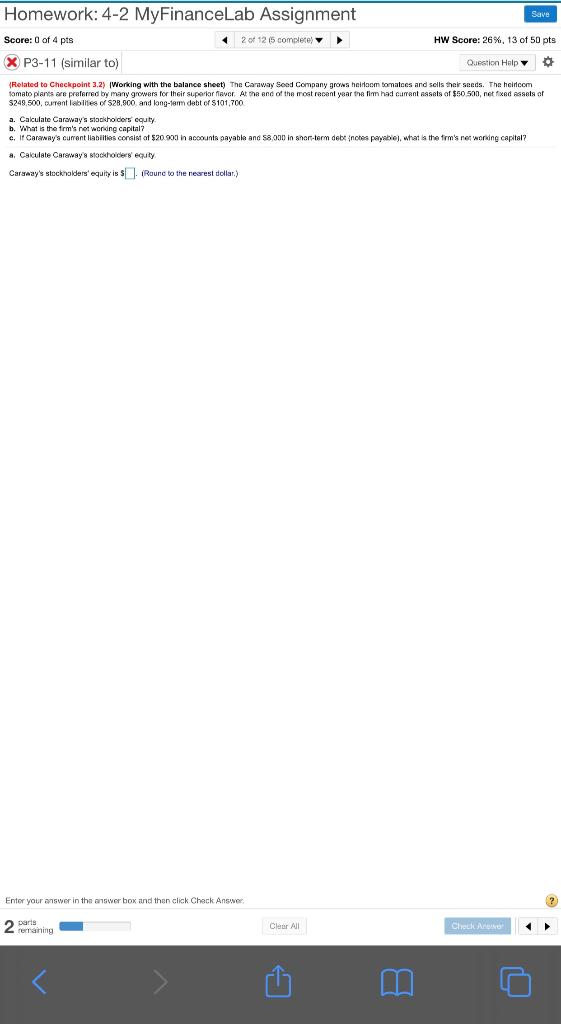 Solved Homework: 4-2 MyFinanceLab Assignment Save Score: 0 | Chegg.com