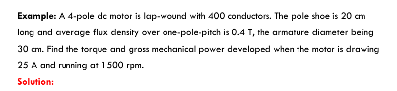 Solved Example: A 4-pole dc motor is lap-wound with 400 | Chegg.com