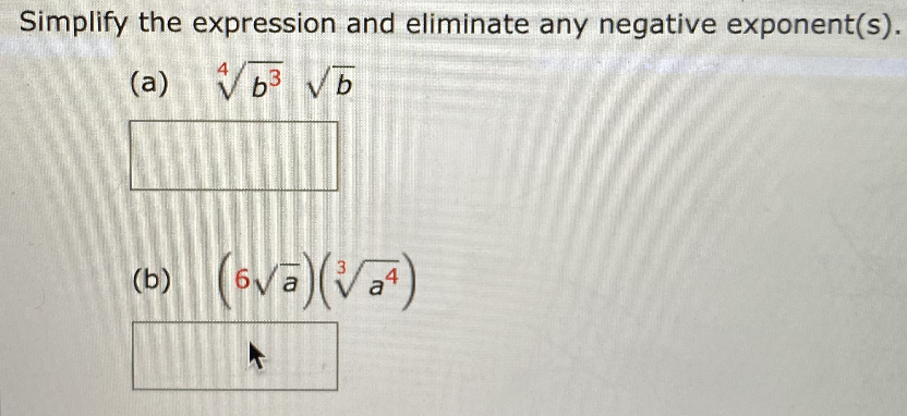 Solved Simplify the expression and eliminate any negative | Chegg.com