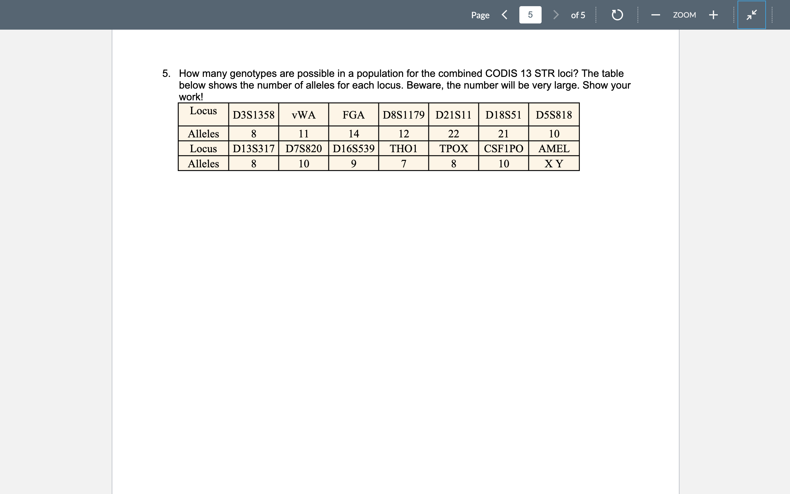 Solved 5. How many genotypes are possible in a population | Chegg.com