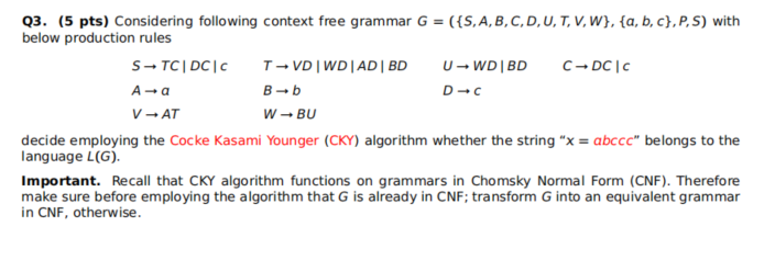 Solved Q3. (5 pts) Considering following context free | Chegg.com