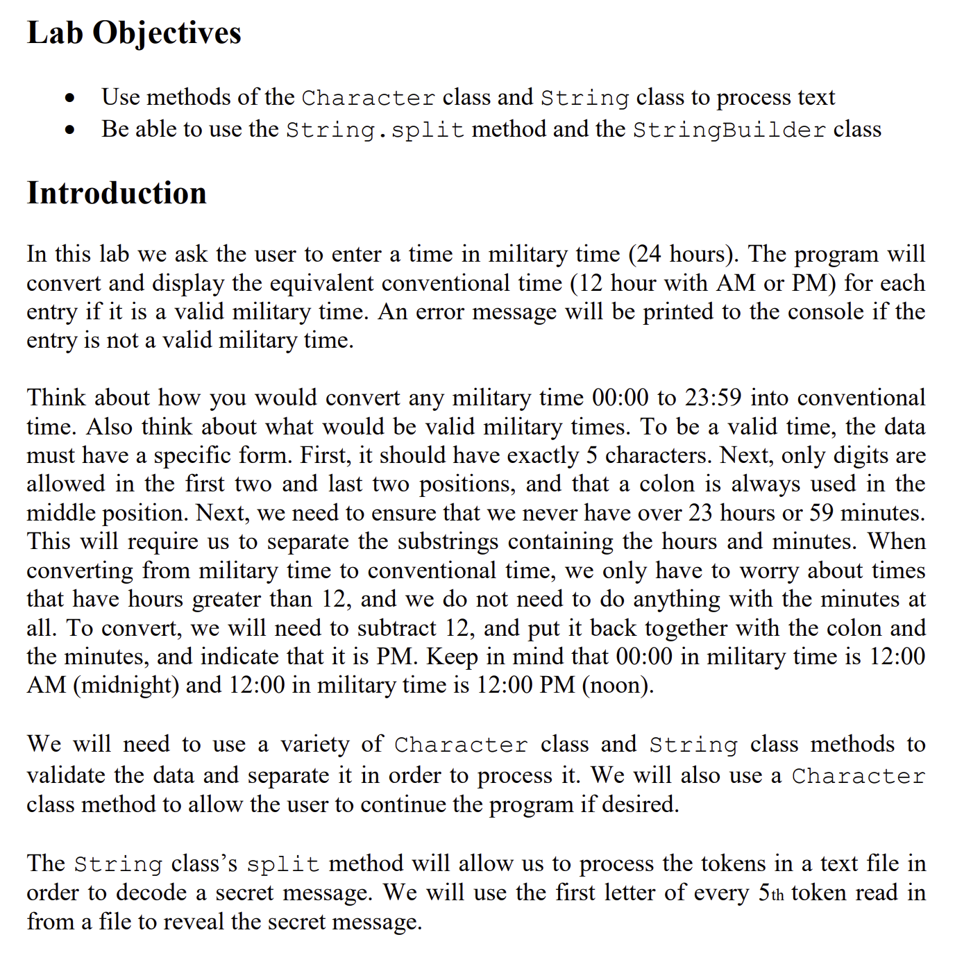 Solved Lab Objectives - Use methods of the Character class | Chegg.com