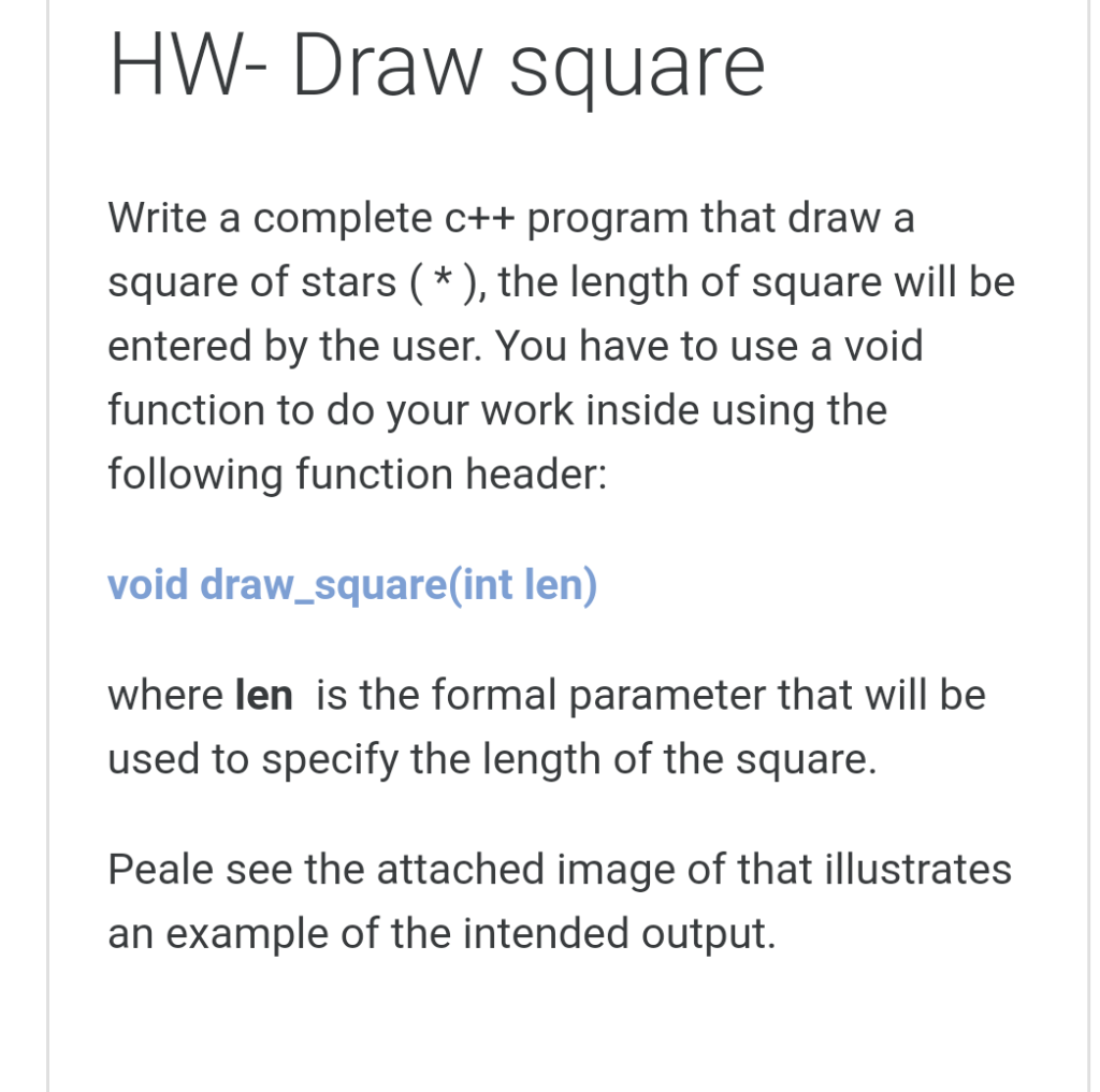 Solved HW-Draw square Write a complete c++ program that draw | Chegg.com