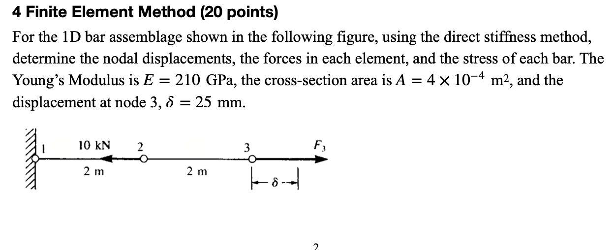 Solved 4 Finite Element Method (20 points) For the 1D bar | Chegg.com