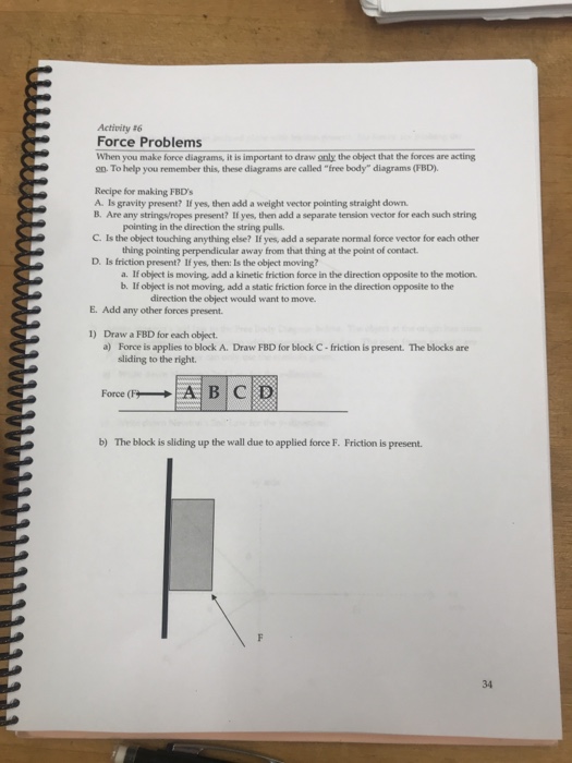 Solved Activity #6 Force Problems When you make force | Chegg.com
