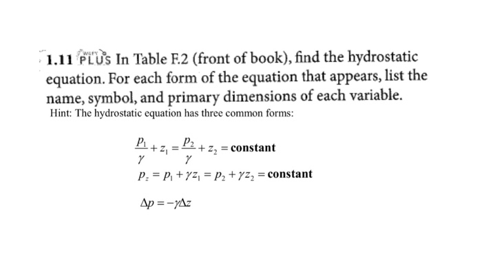 Solved 1.11 FLUs In Table F.2 (front of book), find the | Chegg.com