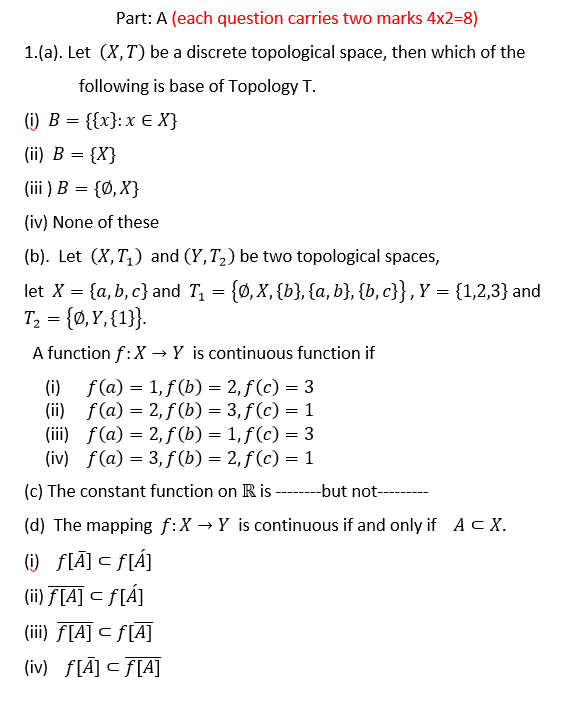 Solved = = = = = Part: A (each question carries two marks | Chegg.com