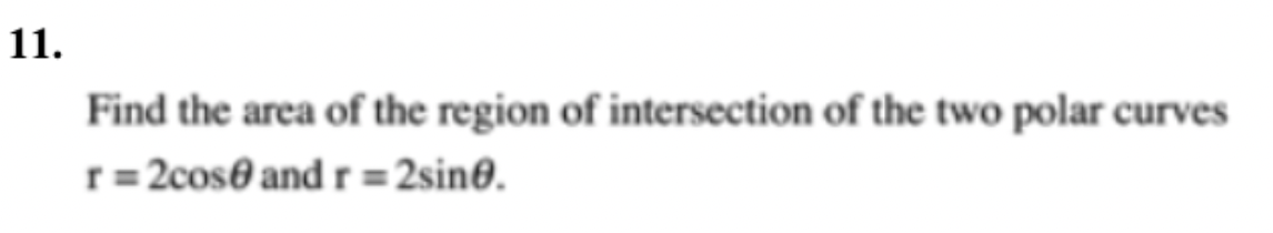 Solved Find the area of the region of intersection of the | Chegg.com