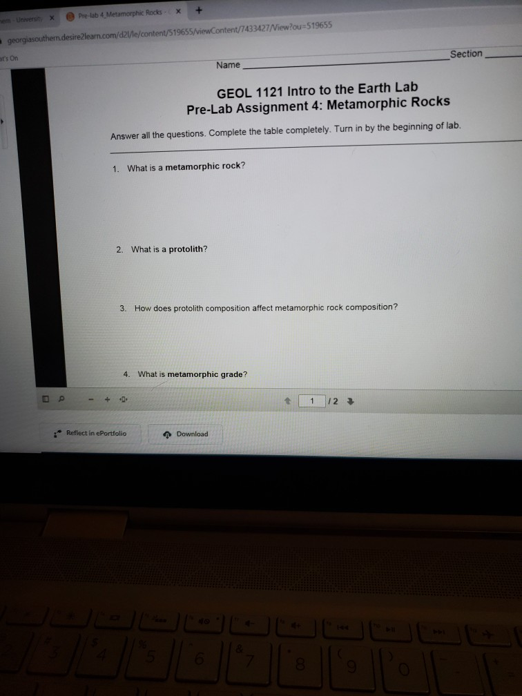 Solved Pre-lab 4 Metamorphic Rocks * Unwert + | Chegg.com