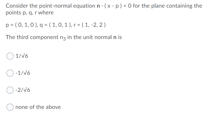 Solved Consider the point-normal equation n. (x-p) = 0 for | Chegg.com
