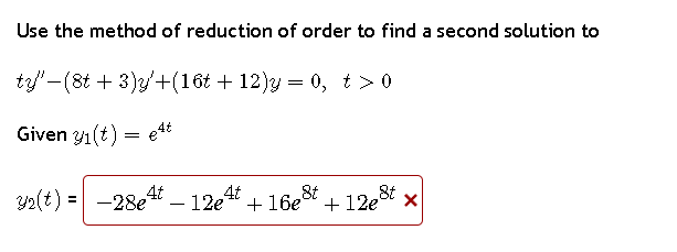 Solved Use the method of reduction of order to find a second | Chegg.com