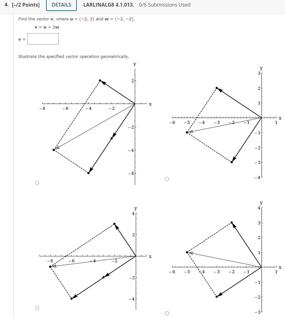 Solved 3. [-12 Points) DETAILS LARLINALG8 4.1.010. 0/6 | Chegg.com Solved 3. [-12 Points) DETAILS LARLINALG8 4.1.010. 0/6 | Chegg.com