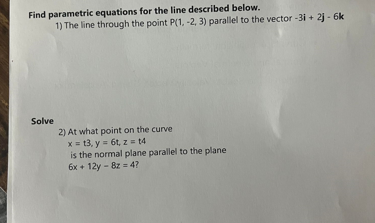 Solved Find parametric equations for the line described | Chegg.com