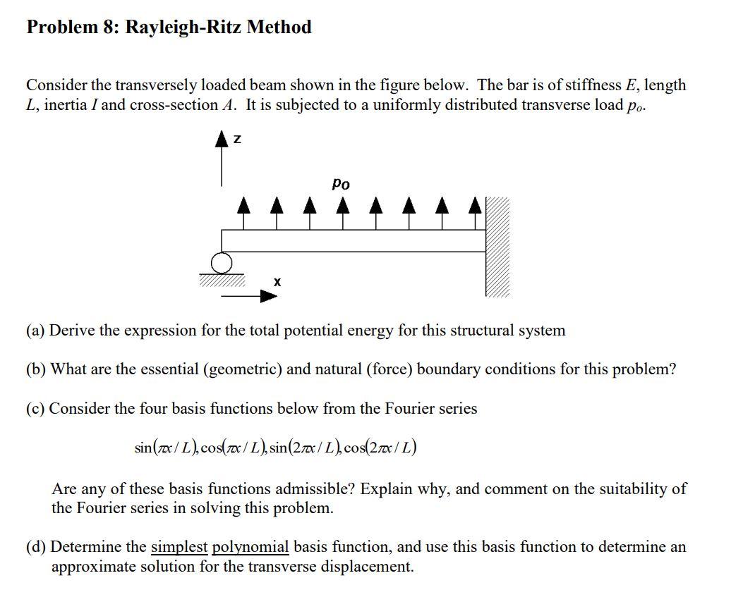 Solved Problem 8: Rayleigh-Ritz Method Consider the | Chegg.com