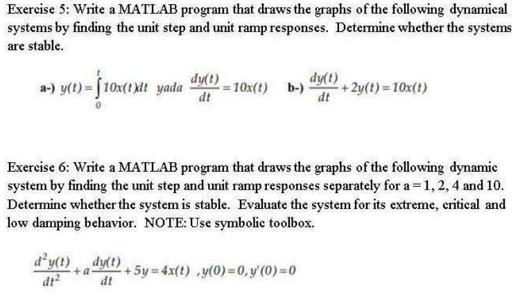 Solved Exercise 5: Write a MATLAB program that draws the | Chegg.com