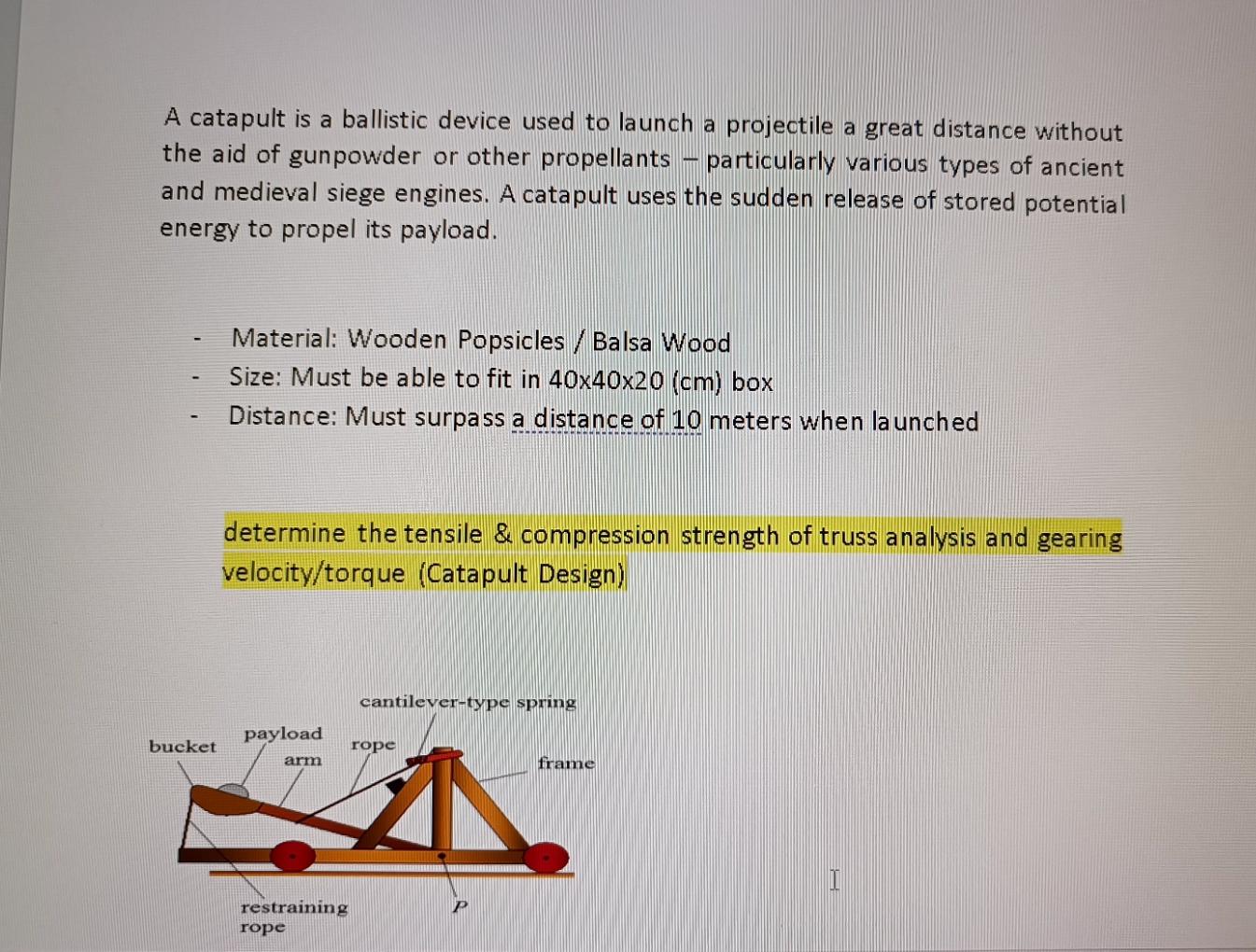 A catapult is a ballistic device used to launch a | Chegg.com
