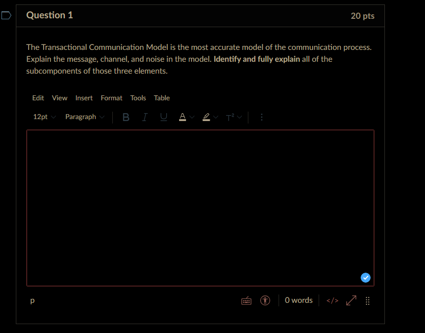 Solved Question 1 20 pts The Transactional Communication | Chegg.com