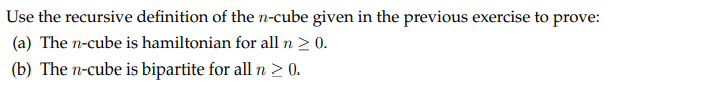Solved Use the recursive definition of the n-cube given in | Chegg.com