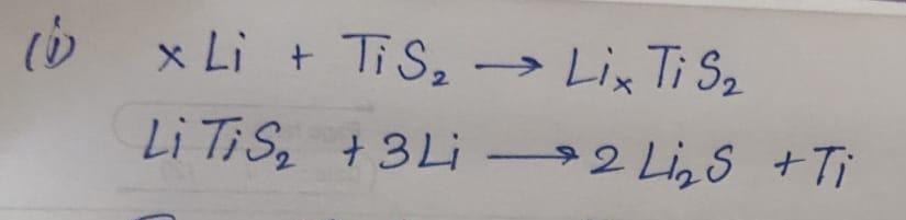 10 U x Lit x Li + Ti S₂ TiS₂ → Lix Ti S₂ LiTiS2 + 3 | Chegg.com
