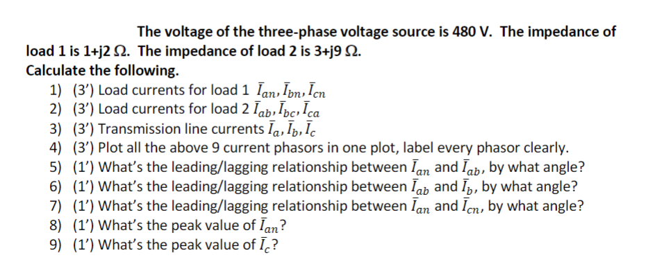Solved The voltage of the three-phase voltage source is 480 | Chegg.com