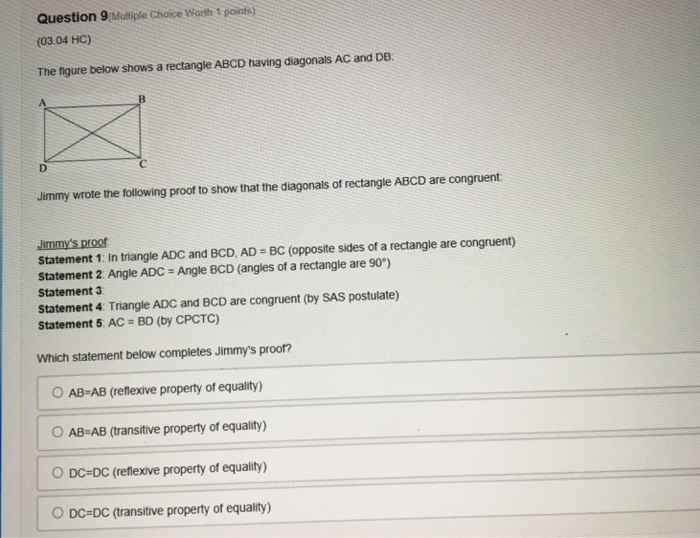 Solved Question 9 Multiple Choice Worth 1 points (03.04 HC) | Chegg.com