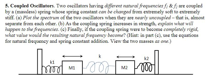 Solved 5. Coupled Oscillators. Two oscillators having | Chegg.com