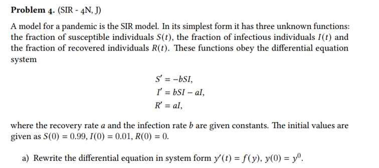 Solved A model for a pandemic is the SIR model. In its | Chegg.com