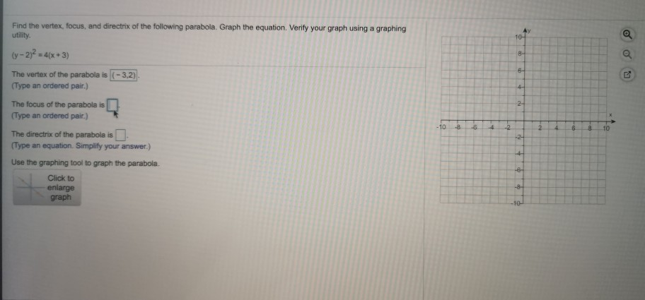 Solved Find the vertex, focus, and directrix of the | Chegg.com