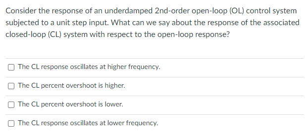 Solved Consider the response of an underdamped 2nd-order | Chegg.com