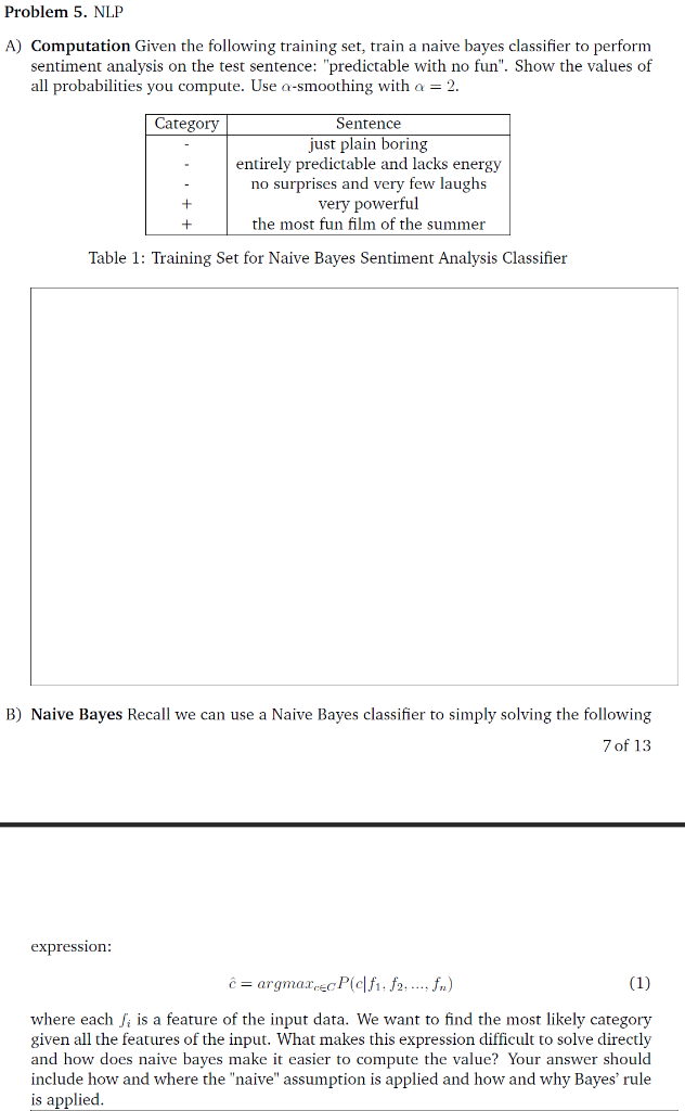 Solved Problem 5. NLP A) Computation Given the following | Chegg.com