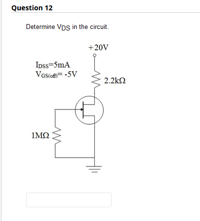 Solved Question 12 Determine Vps in the circuit. +20V | Chegg.com