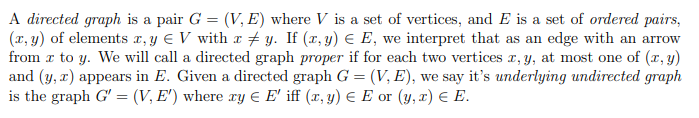 Solved A directed graph is a pair G=(V,E) where V is a set | Chegg.com