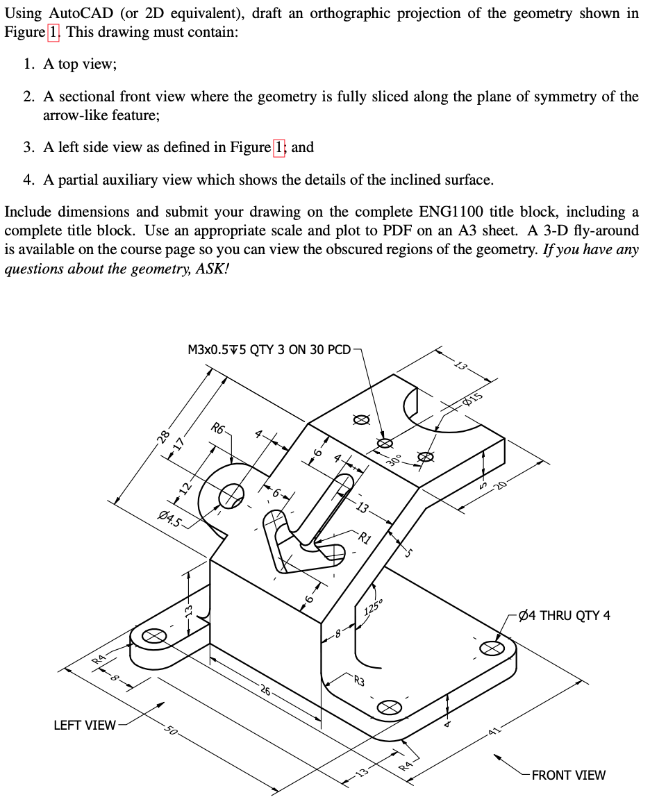 Using AutoCAD (or 2D equivalent), draft an | Chegg.com