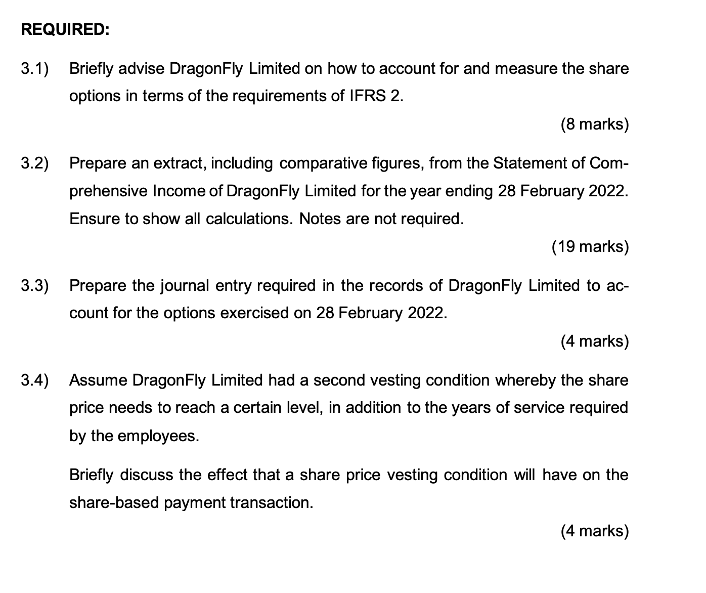 Solved On 1 March 2020, DragonFly Limited granted 120 share | Chegg.com