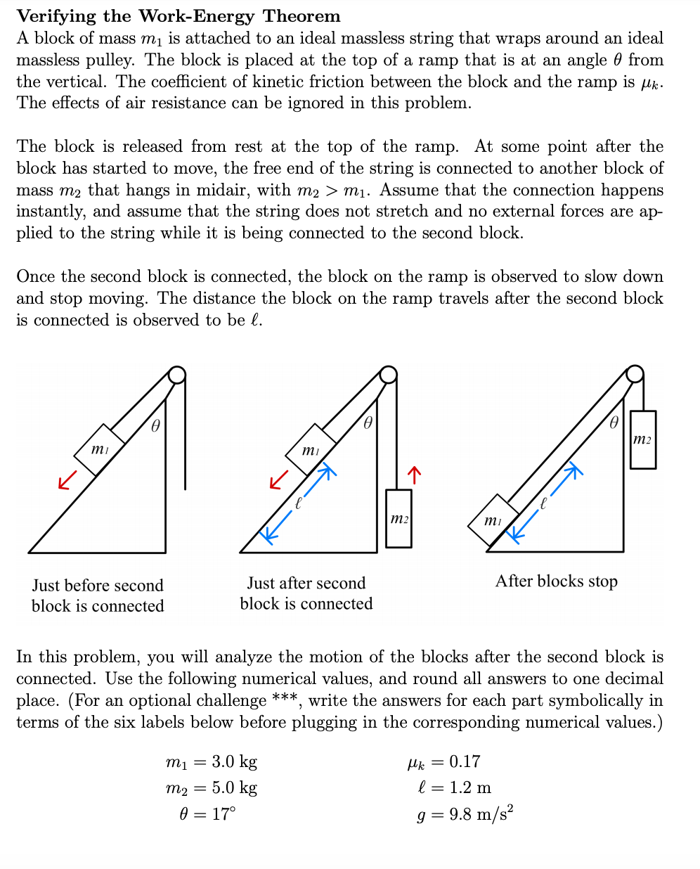 Solved Verifying the Work-Energy Theorem A block of mass mi | Chegg.com