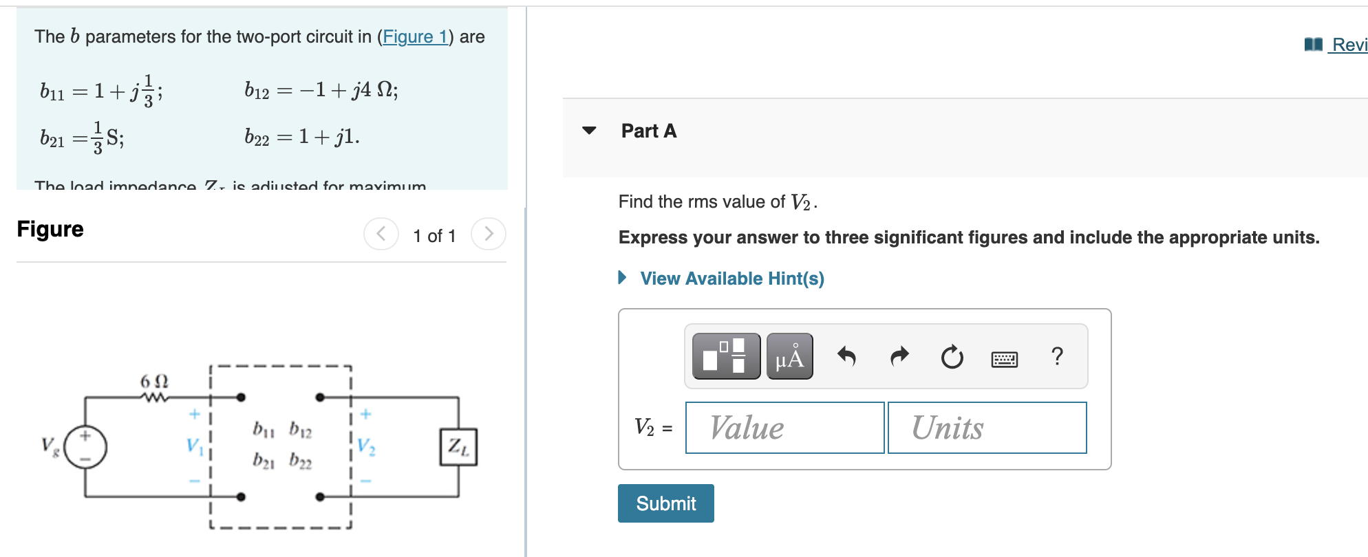 Solved The b parameters for the two-port circuit in (Figure | Chegg.com