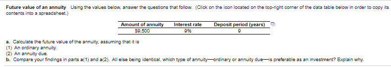 Solved Future value of an annuity Using the values below, | Chegg.com