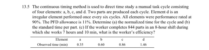 Solved 13.5 The continuous timing method is used to direct | Chegg.com
